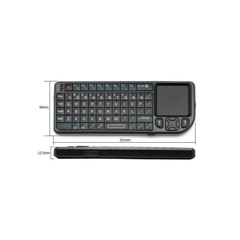 Wireless Ultra Mini Keyboard with Touchpad (Black) - GsmServer